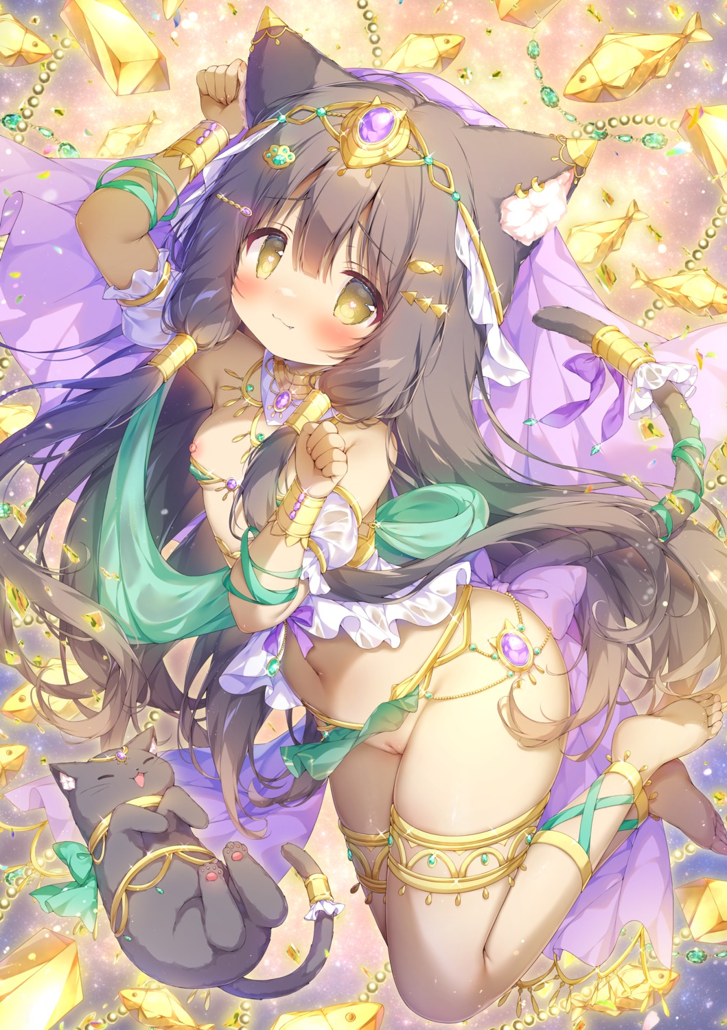 nekorindou momozu komamochi animal ears bra breasts garter loli neko nekomimi nipples nopan ...